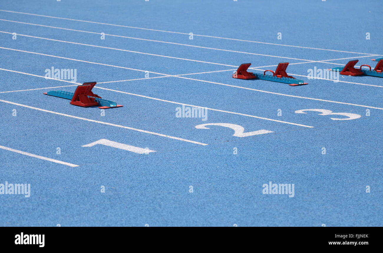 Numbers at finish line of 60 meters running field Stock Photo - Alamy