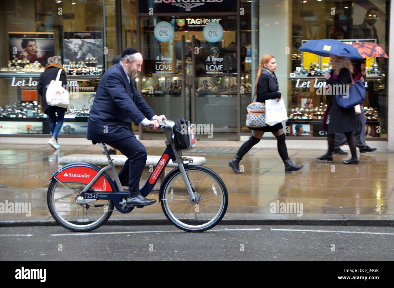 London,UK,2 March 2016,Jewish man riding Santander sponsored mayor ...
