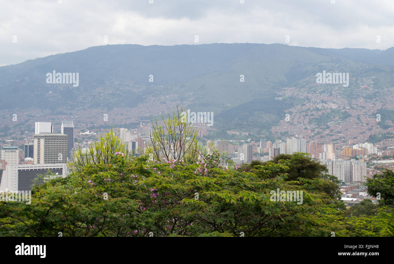 Spectacular panorama of modern South American city Medellin, Colombia ...