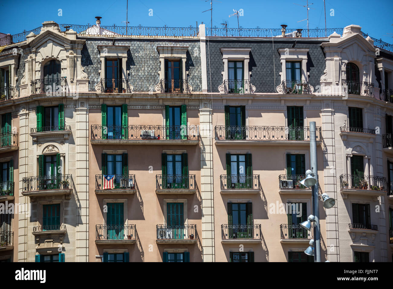 Apartment house at Avenue of the Parallel in Barcelona, Spain Stock ...