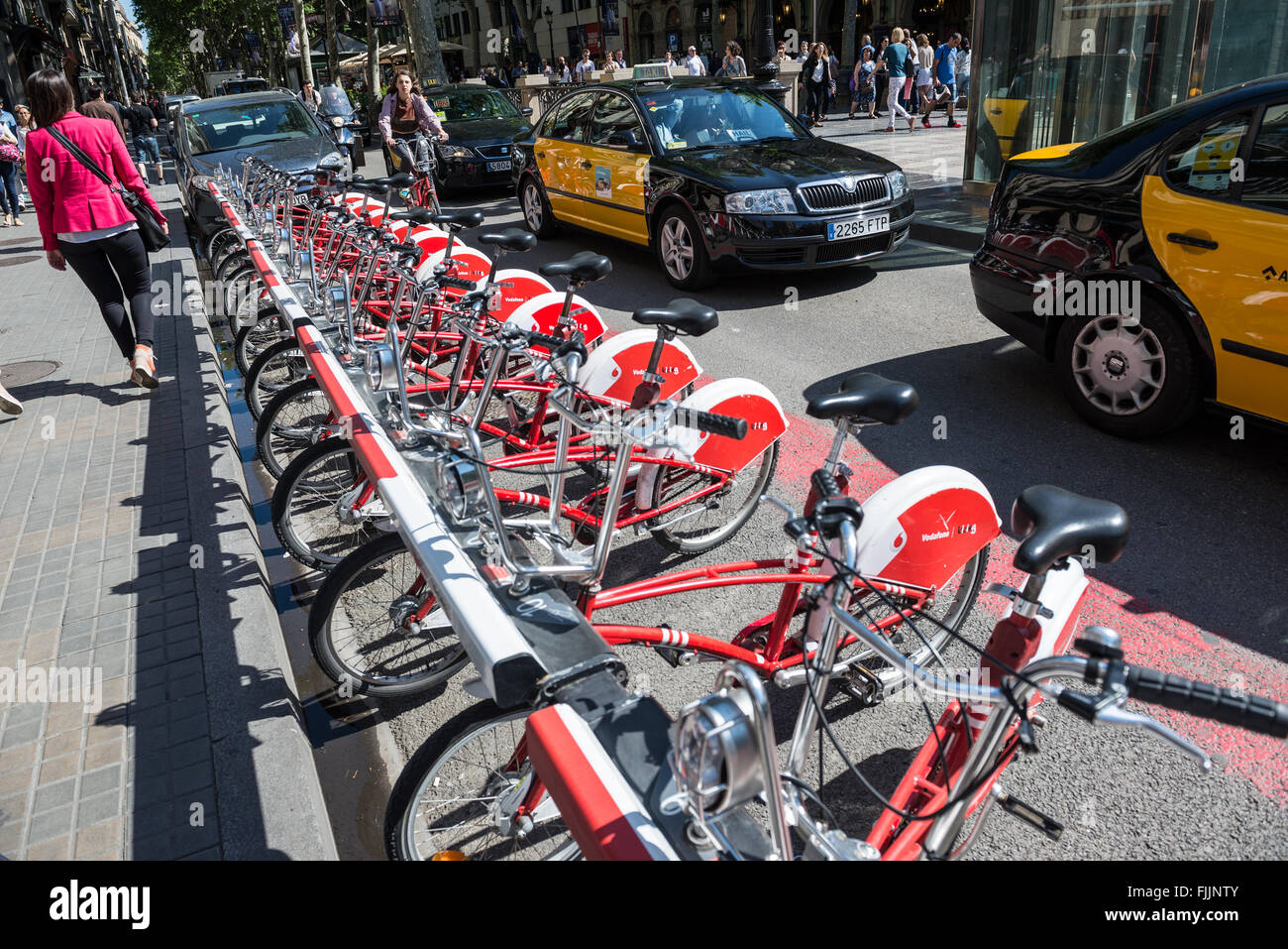 Viu bicing bicycle sharing system station at La Rambla street in ...