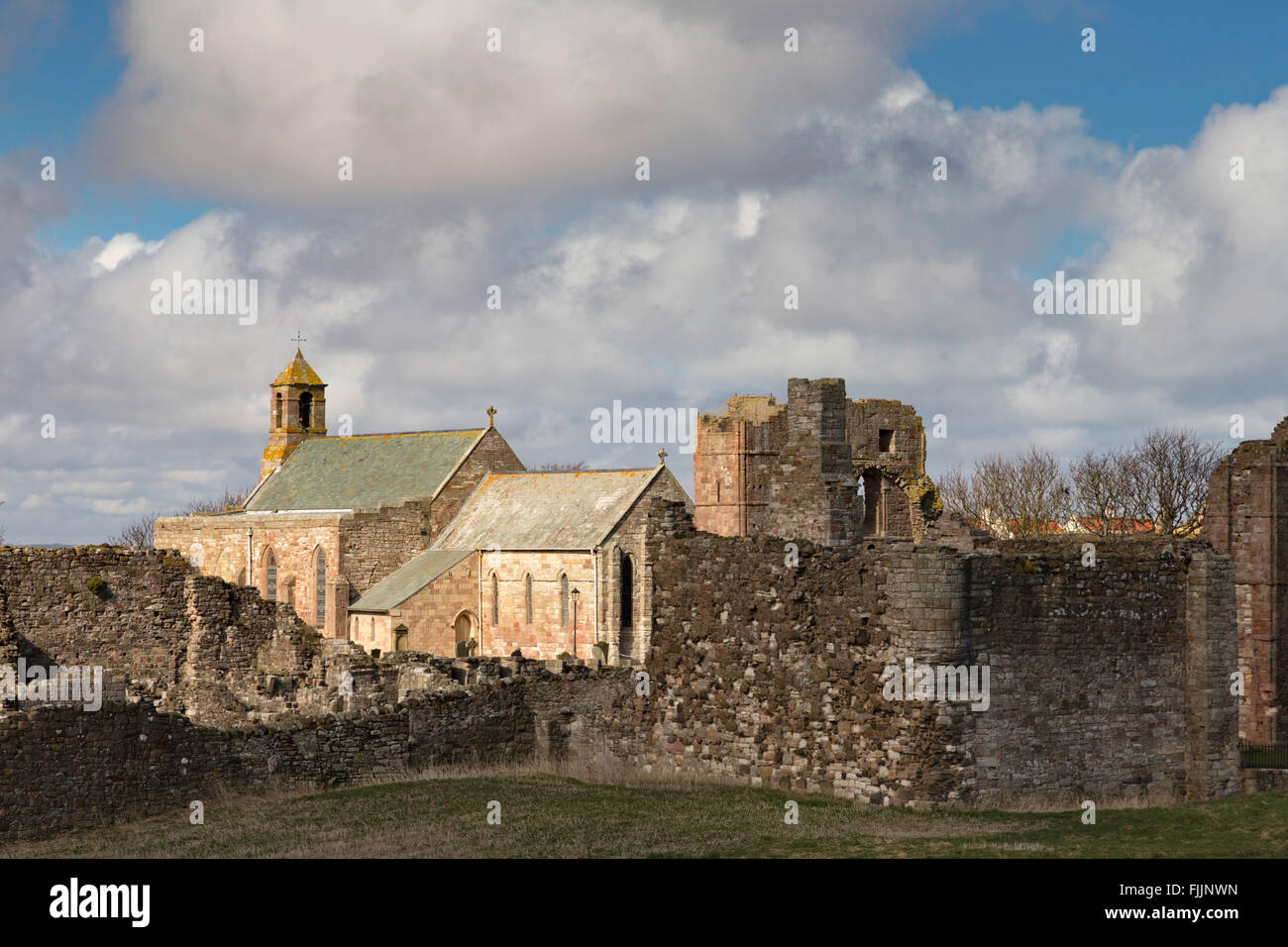 Lindisfarne Priory, Holy Island, Northumberland, England, UK Stock ...