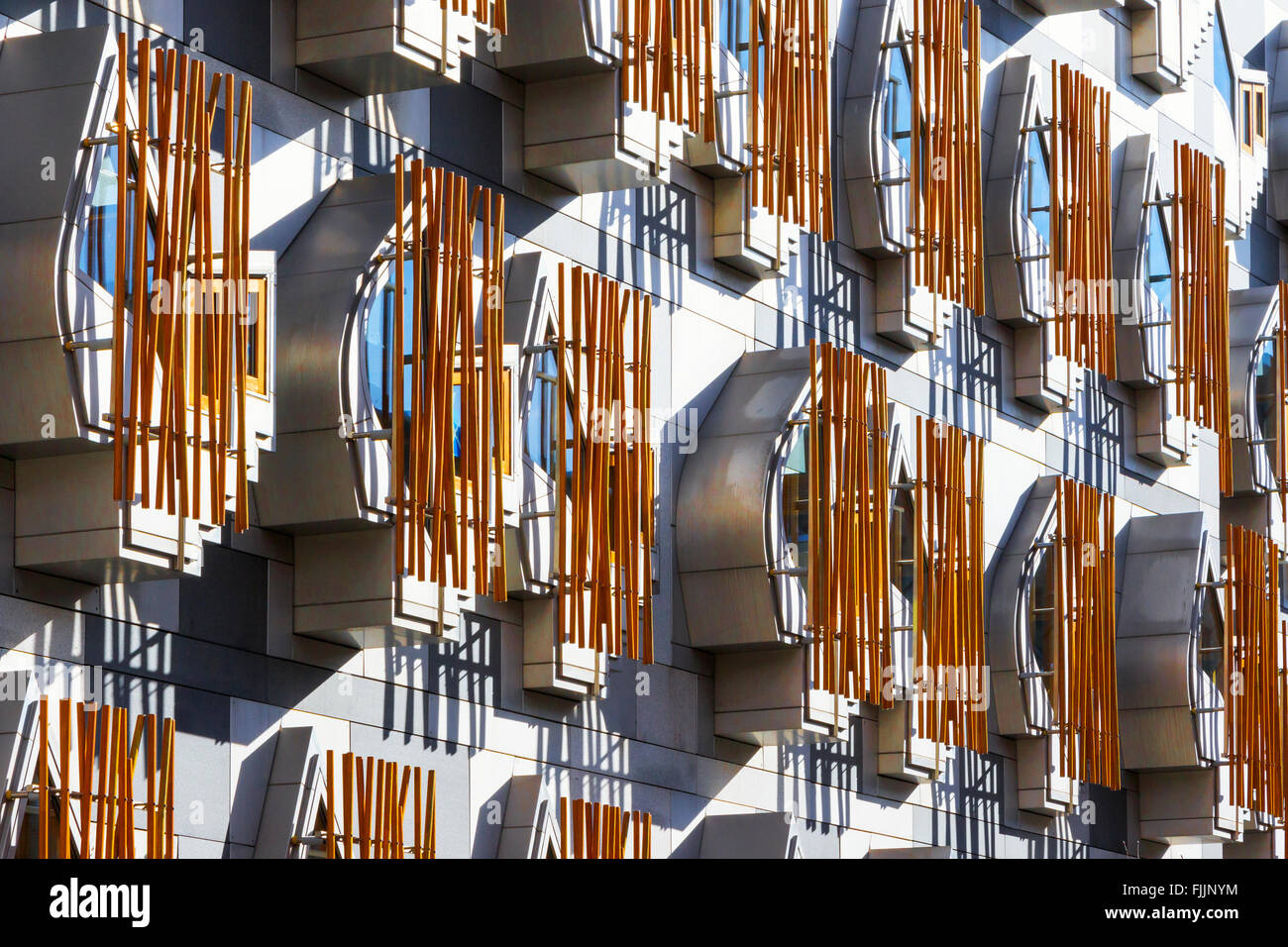 Window details at the Scottish Parliament building, Edinburgh, Scotland ...