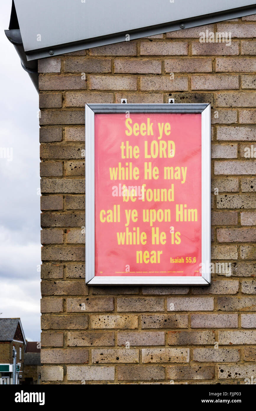 Religious message in a notice board on the side of a church Stock Photo ...