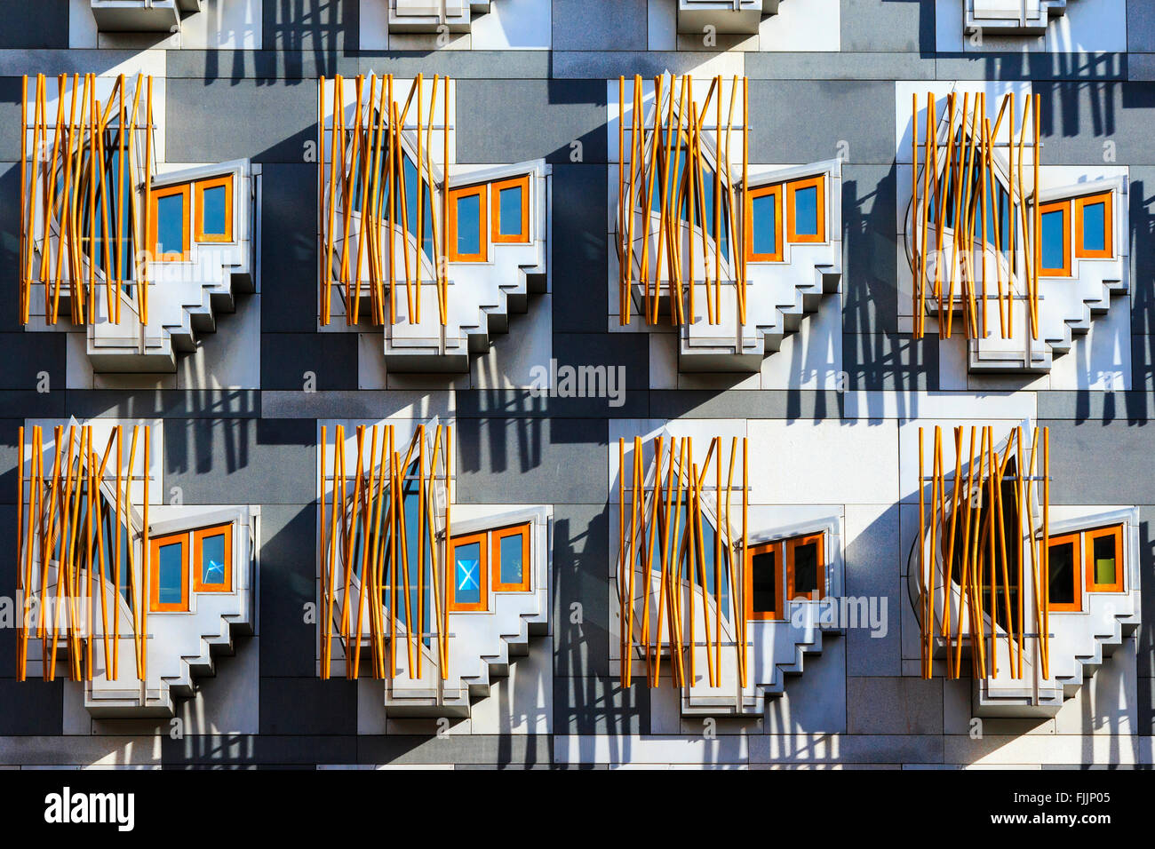 Window details at the Scottish Parliament building, Edinburgh, Scotland ...