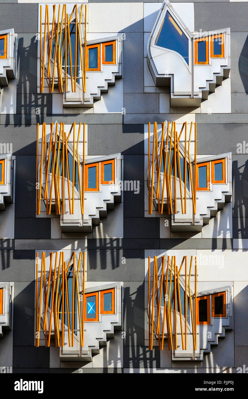 Window details at the Scottish Parliament building, Edinburgh, Scotland ...