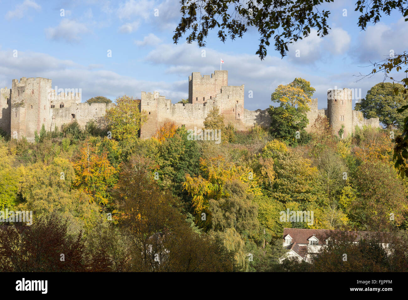 Ludlow Castle in autumn sunshine, Ludlow castle, Shropshire, England ...