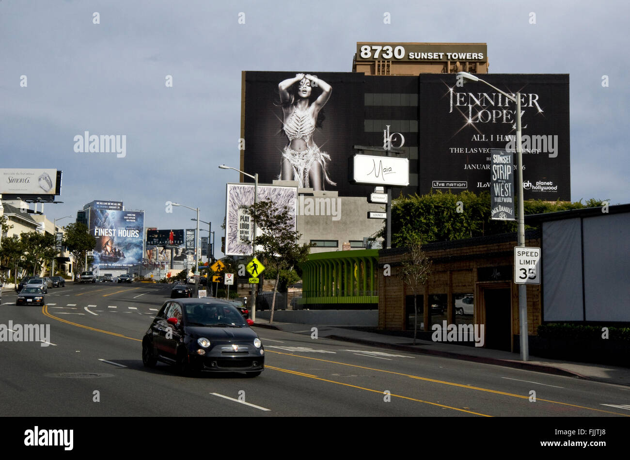 Billboard on the Sunset Strip in Los Angeles depicting Jennifer Lopez ...