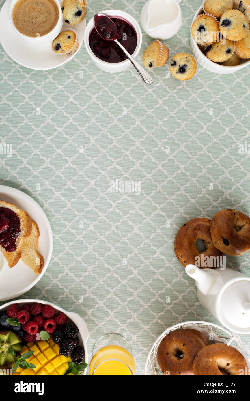 Fresh and bright continental breakfast table Stock Photo - Alamy