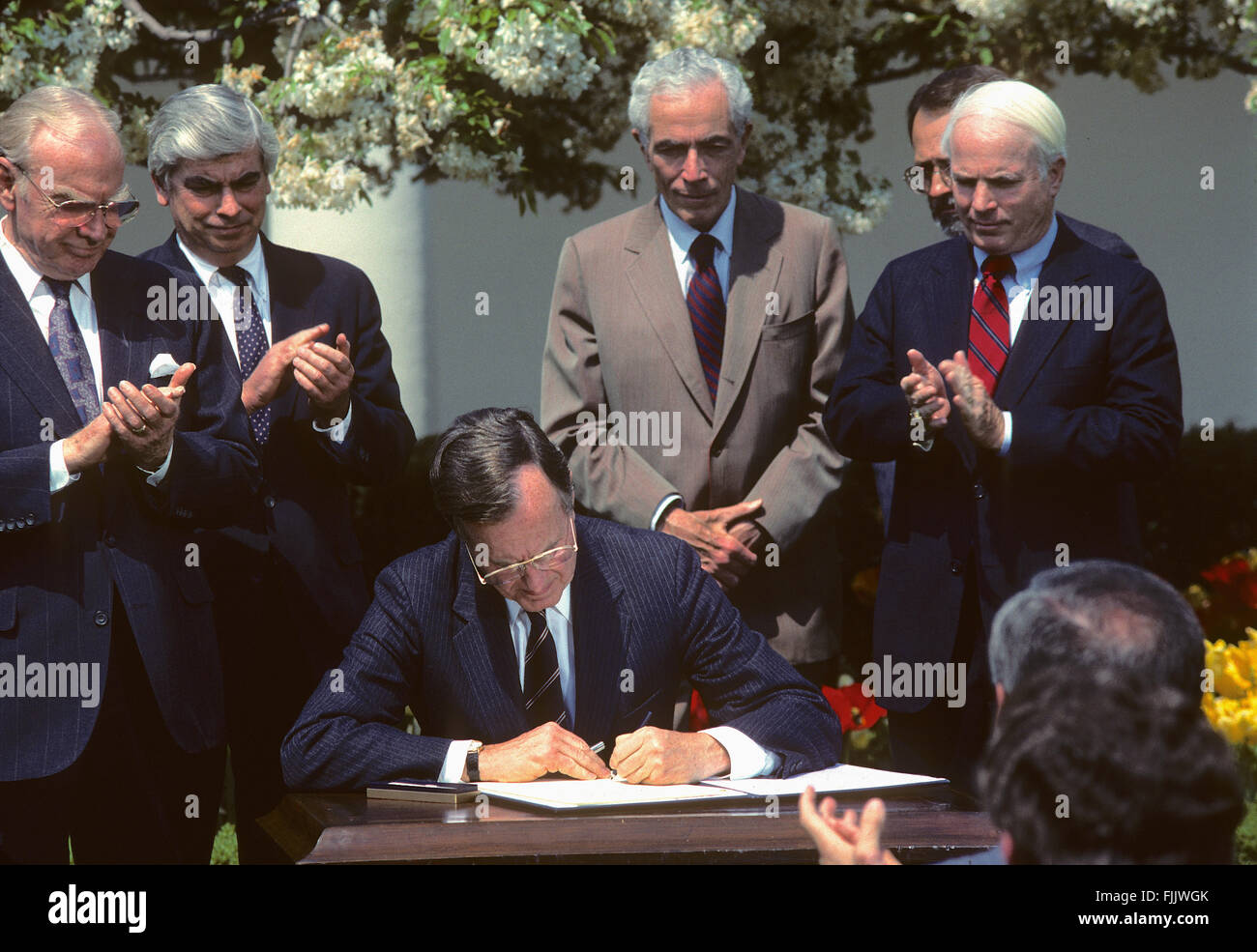 Washington, DC., USA, 1st April, 1989 President George H.W. Bush signs ...