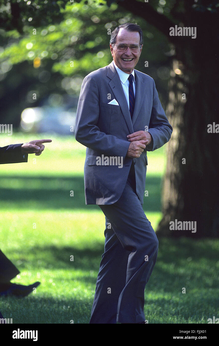 Washington Dc Usa 1990 President George H W Bush Walks Across