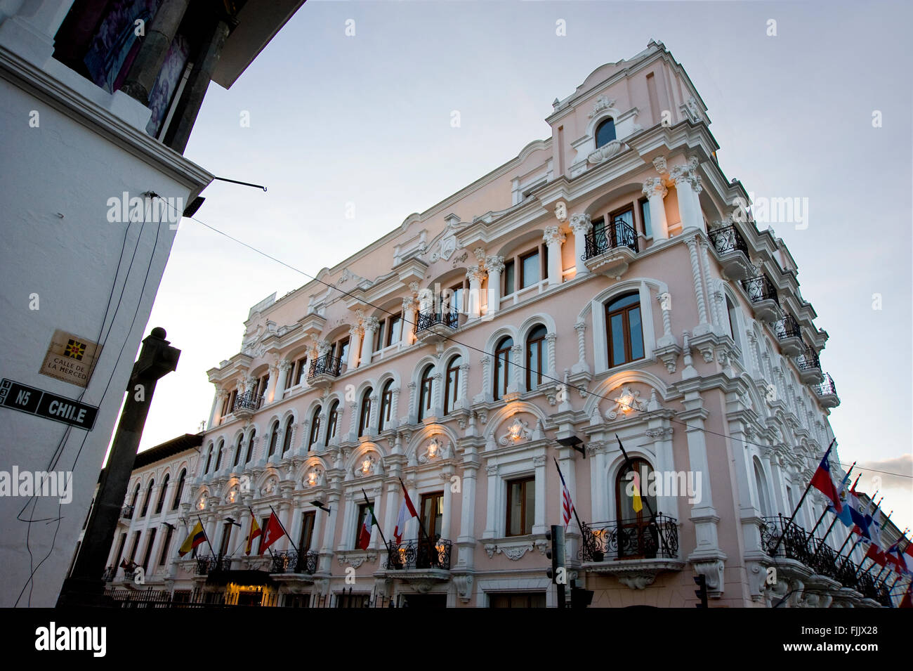 Historic architecture in the civic center of Quito, Ecuador Stock Photo ...