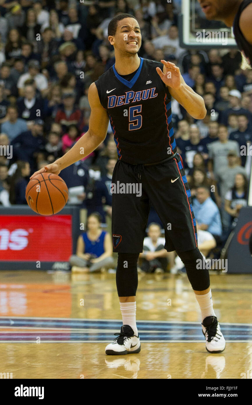 Villanova, Pennsylvania, USA. 1st Mar, 2016. DePaul Blue Demons guard ...