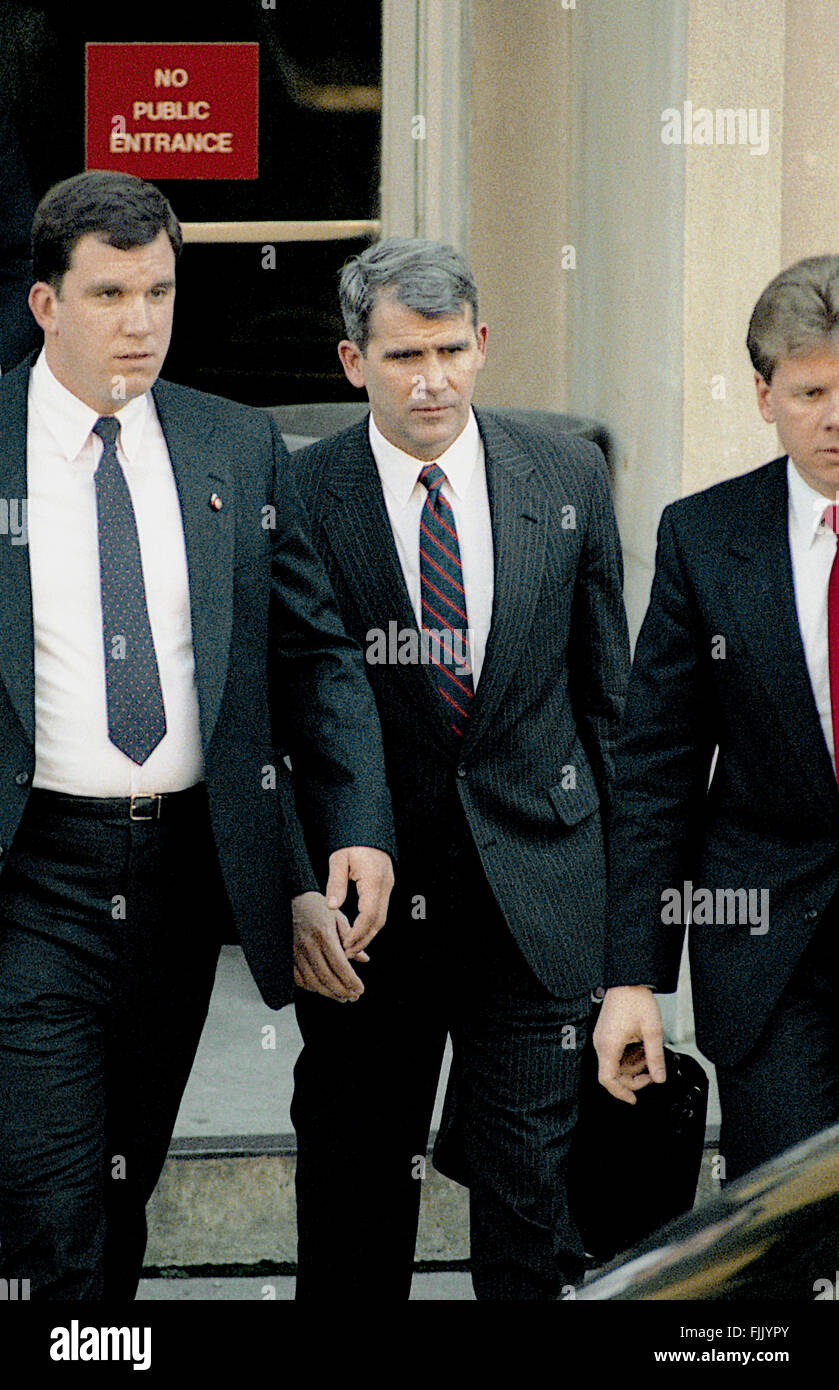 Washington, DC., October, 1987 Lt. Colonel Oliver North departs from ...