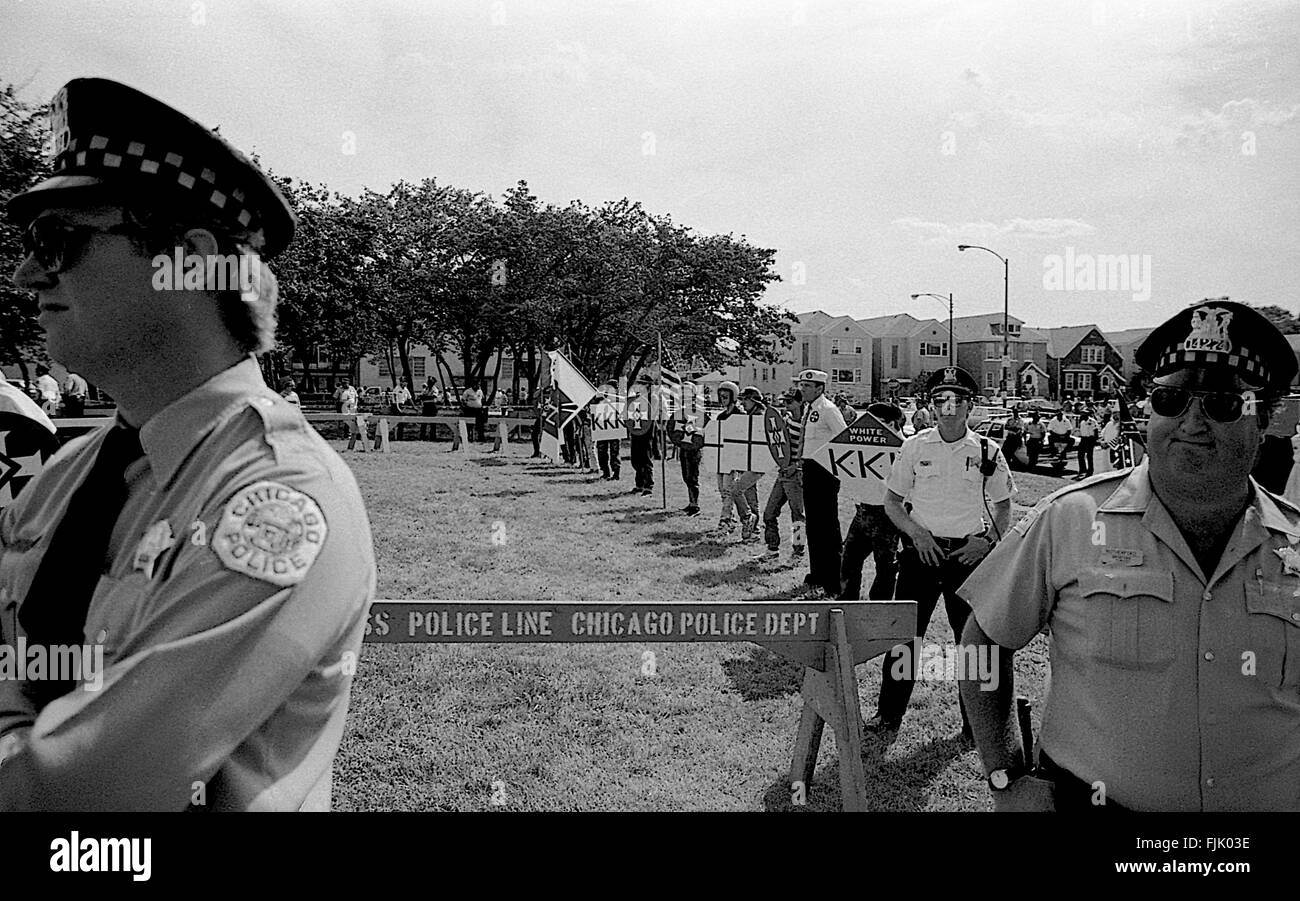 Chicago, Illinois, USA, September, 1986 KKK and White Power rally in ...