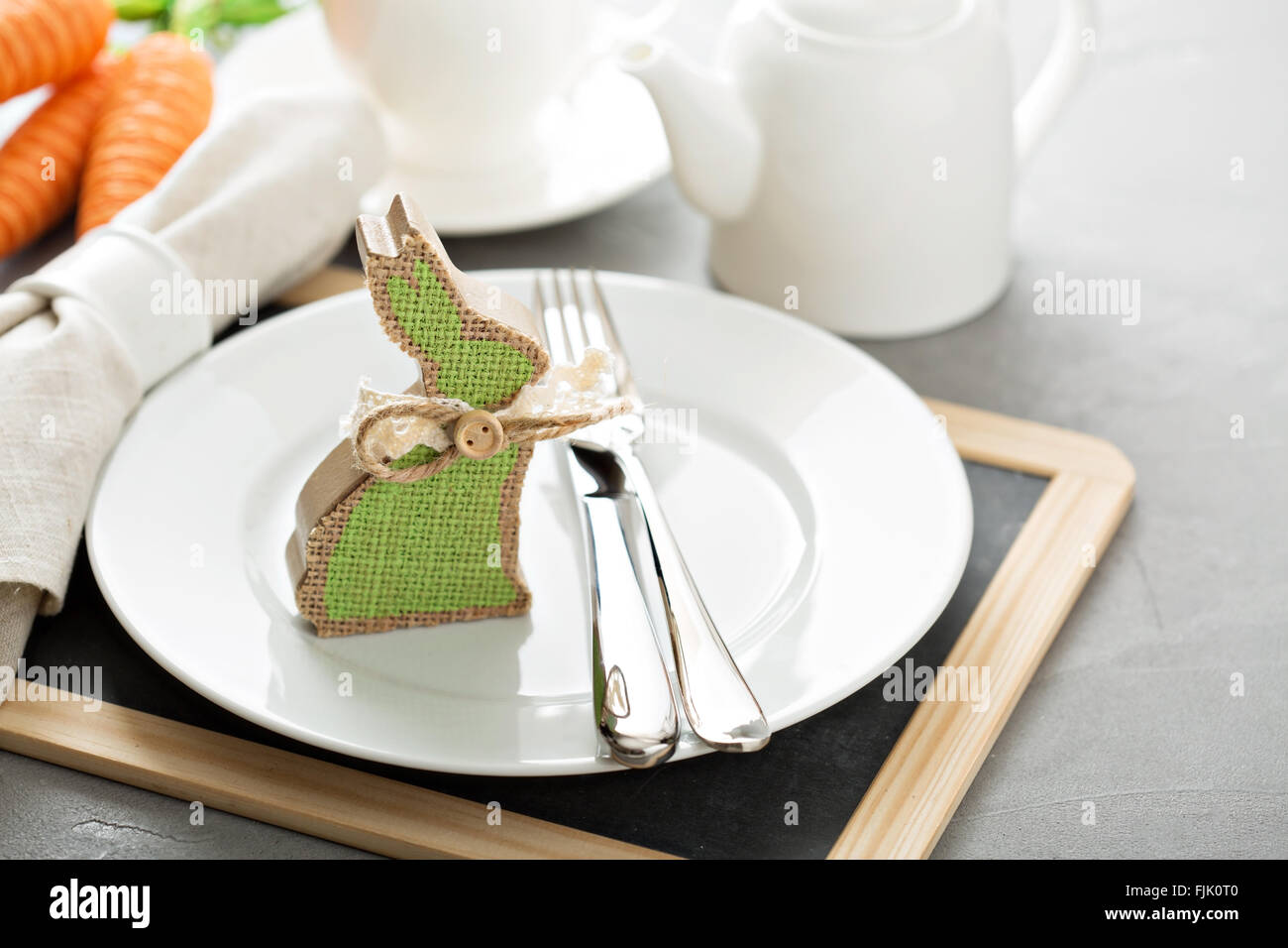 White and light Easter table setting Stock Photo - Alamy