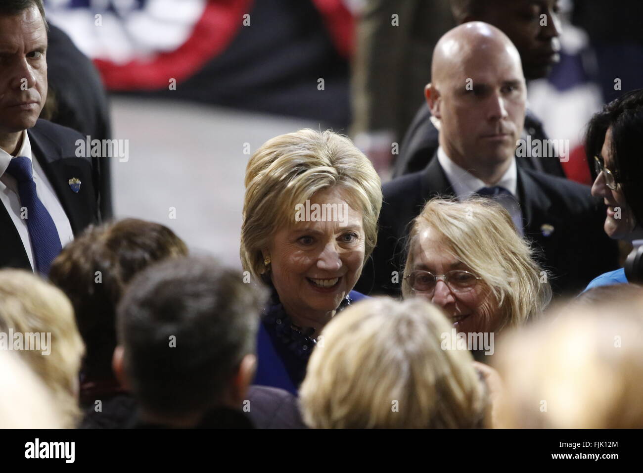 New York City, United States. 02nd Mar, 2016. Hillary Clinton mingles ...