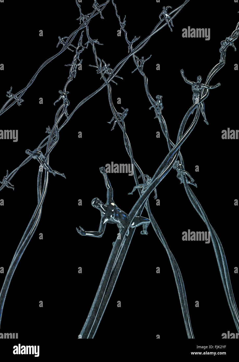 Human barbed wire / 3D render of barbed wire with human figures for ...