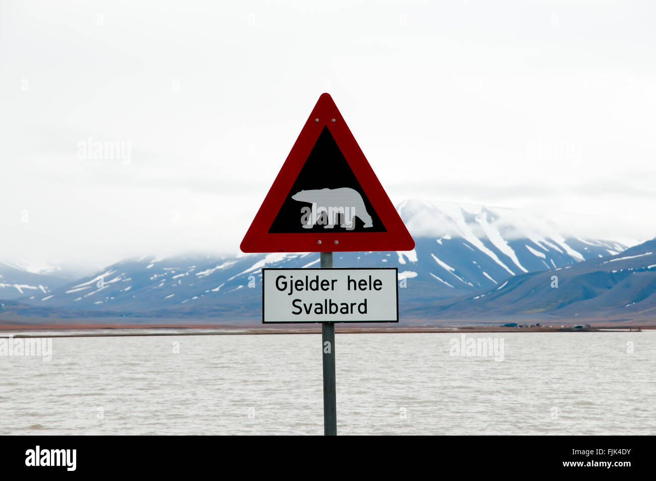 Polar Bear Warning Sign - Longyearbyen - Svalbard Stock Photo - Alamy