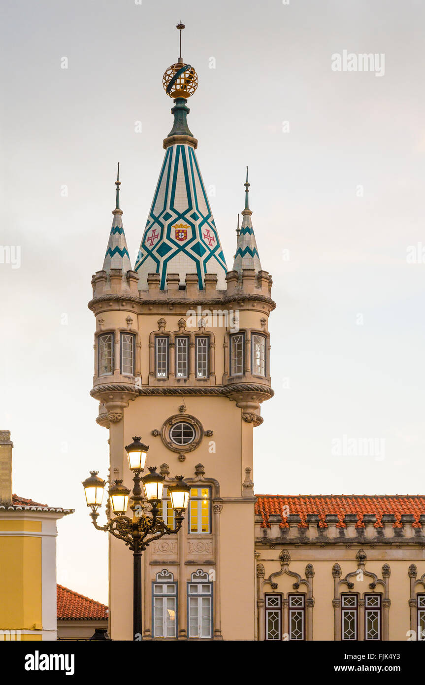 Tower of the baroque, neo-Manueline town hall of Sintra, Portugal ...