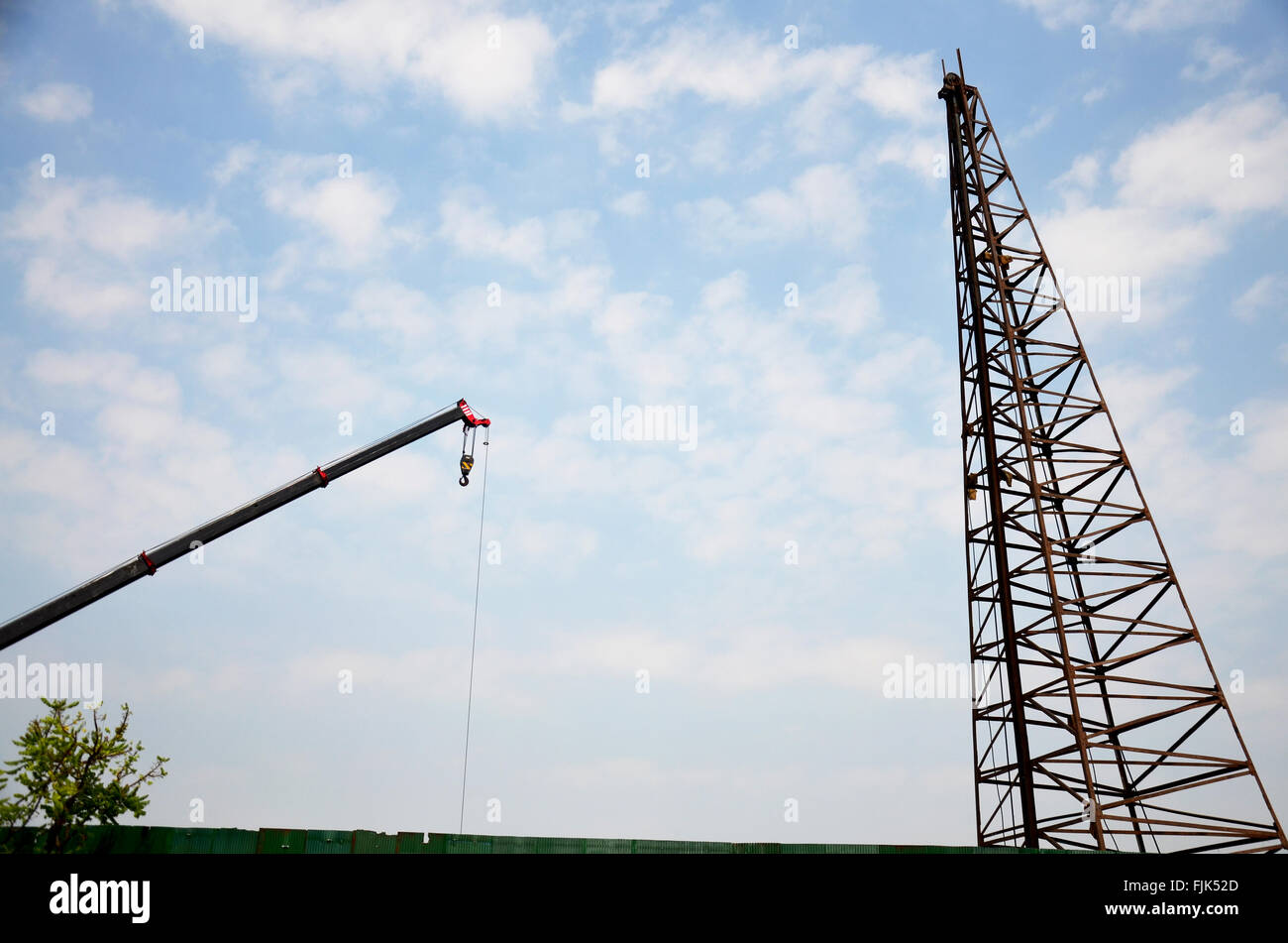 Automobile Crane and Drop hammers Machine working for building at ...