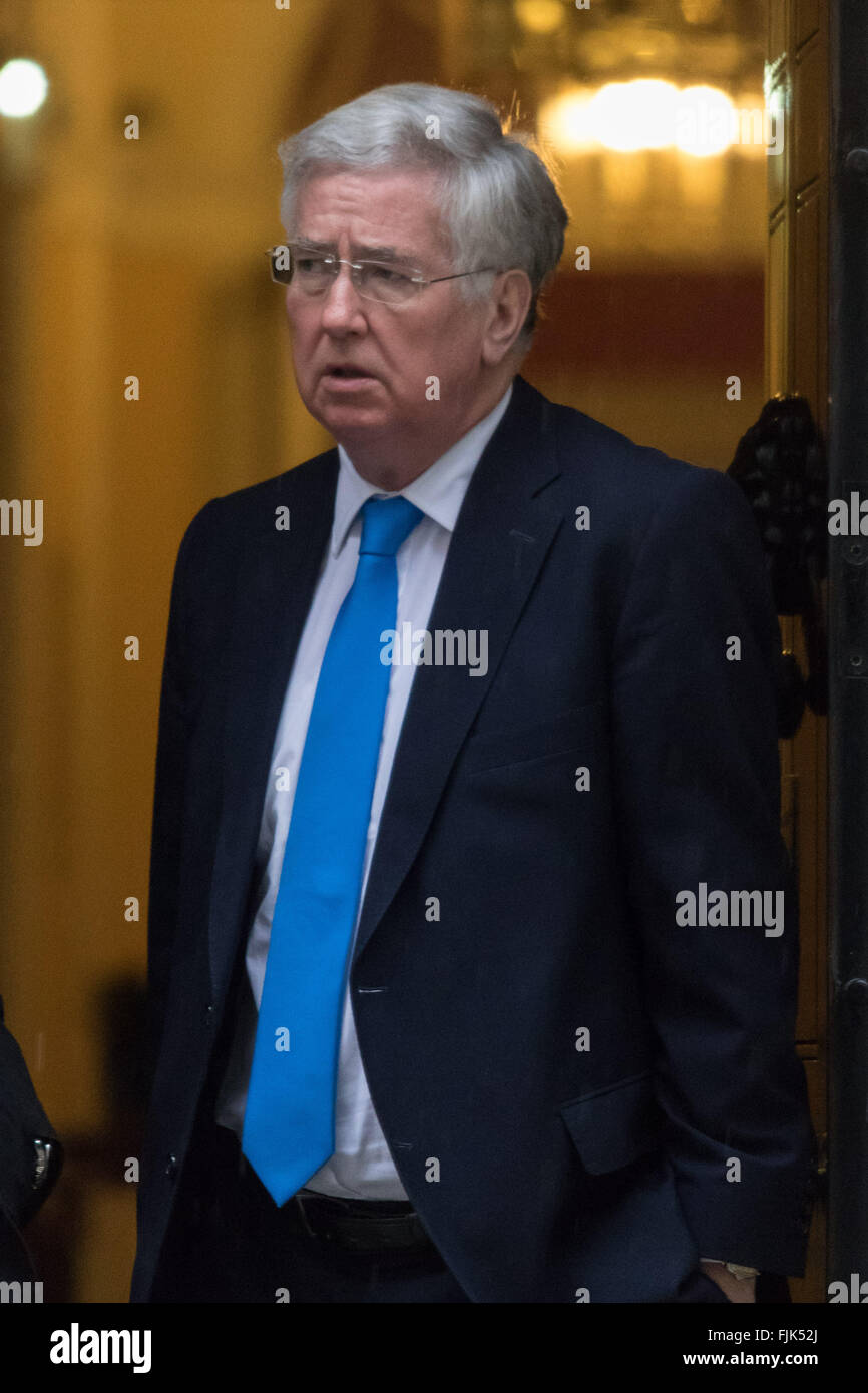 March 2nd 2016. Defence Secretary Michael Fallon leaves the weekly ...