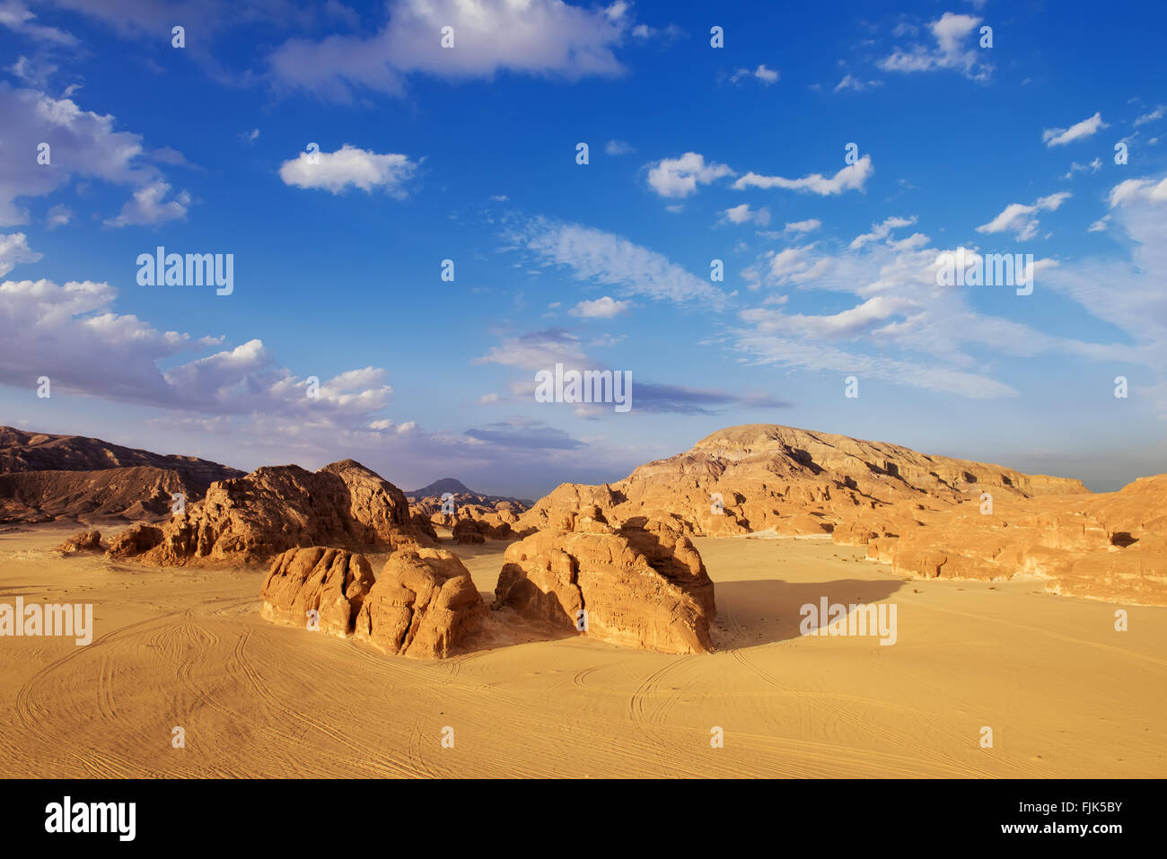 Egypt Sinai desert view Rocky hills Blue sky Stock Photo - Alamy