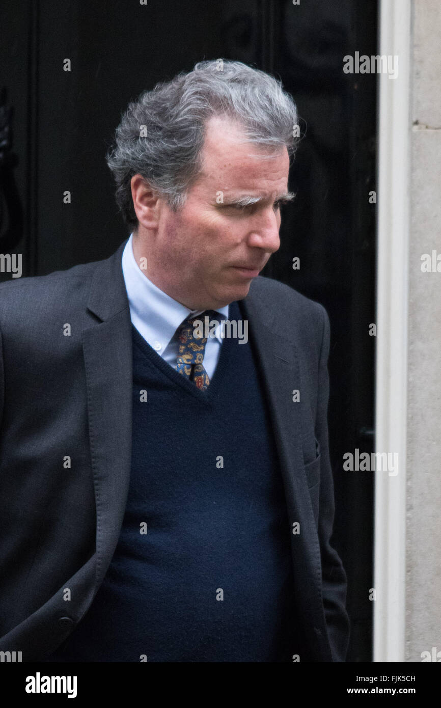 March 2nd 2016. Oliver Letwin leaves the weekly cabinet meeting at 10 ...