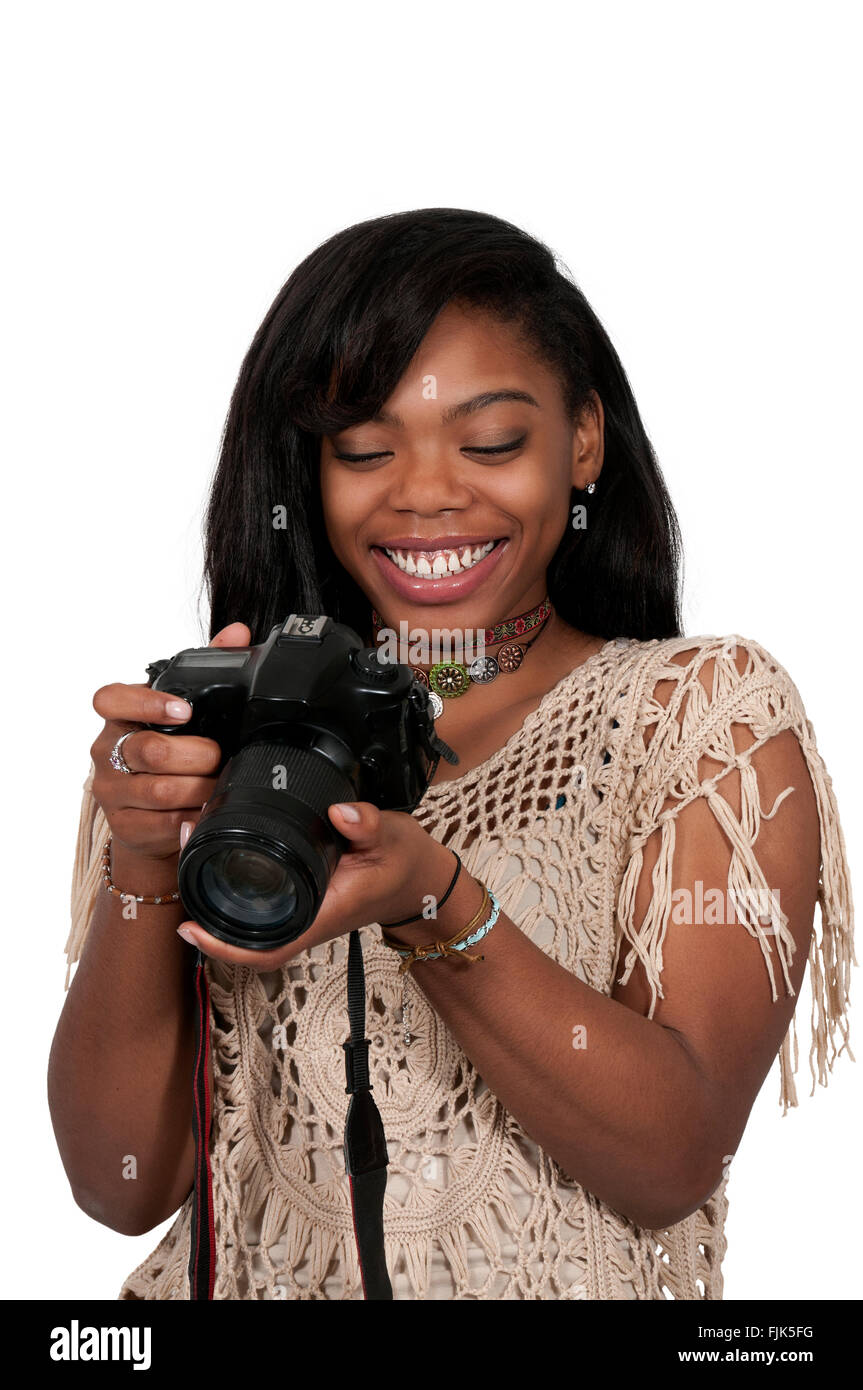 Young woman photogapher with her dslr camera Stock Photo - Alamy