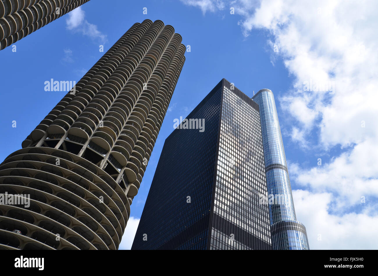 Low Angle View of Marina City Twin Towers, 330 North Wabash, the former ...