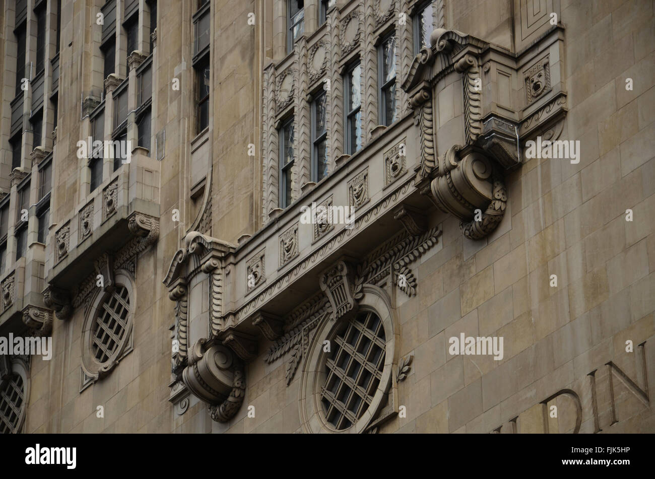 Low Angle View of Detailed Classic Architectural Facade, Chicago ...