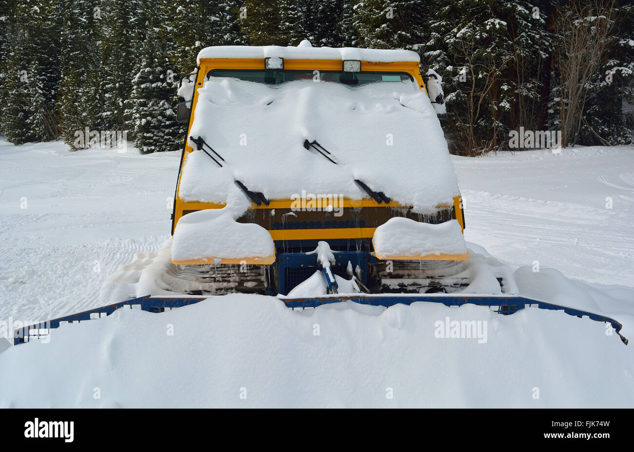 Snow Plow Stuck In The Snow Stock Photo - Alamy