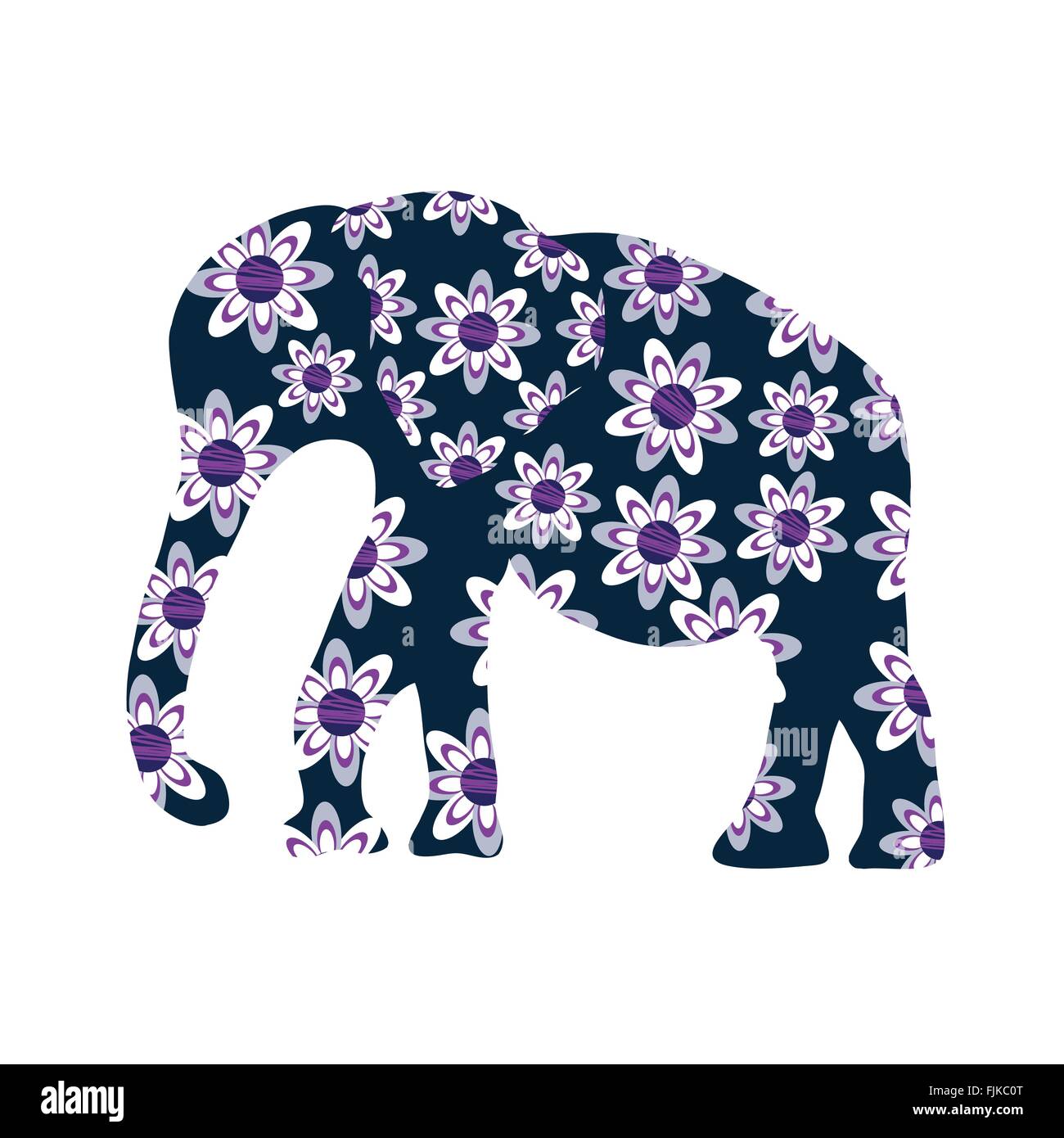 Elephant silhouette with flowers, vector Stock Vector Image & Art - Alamy