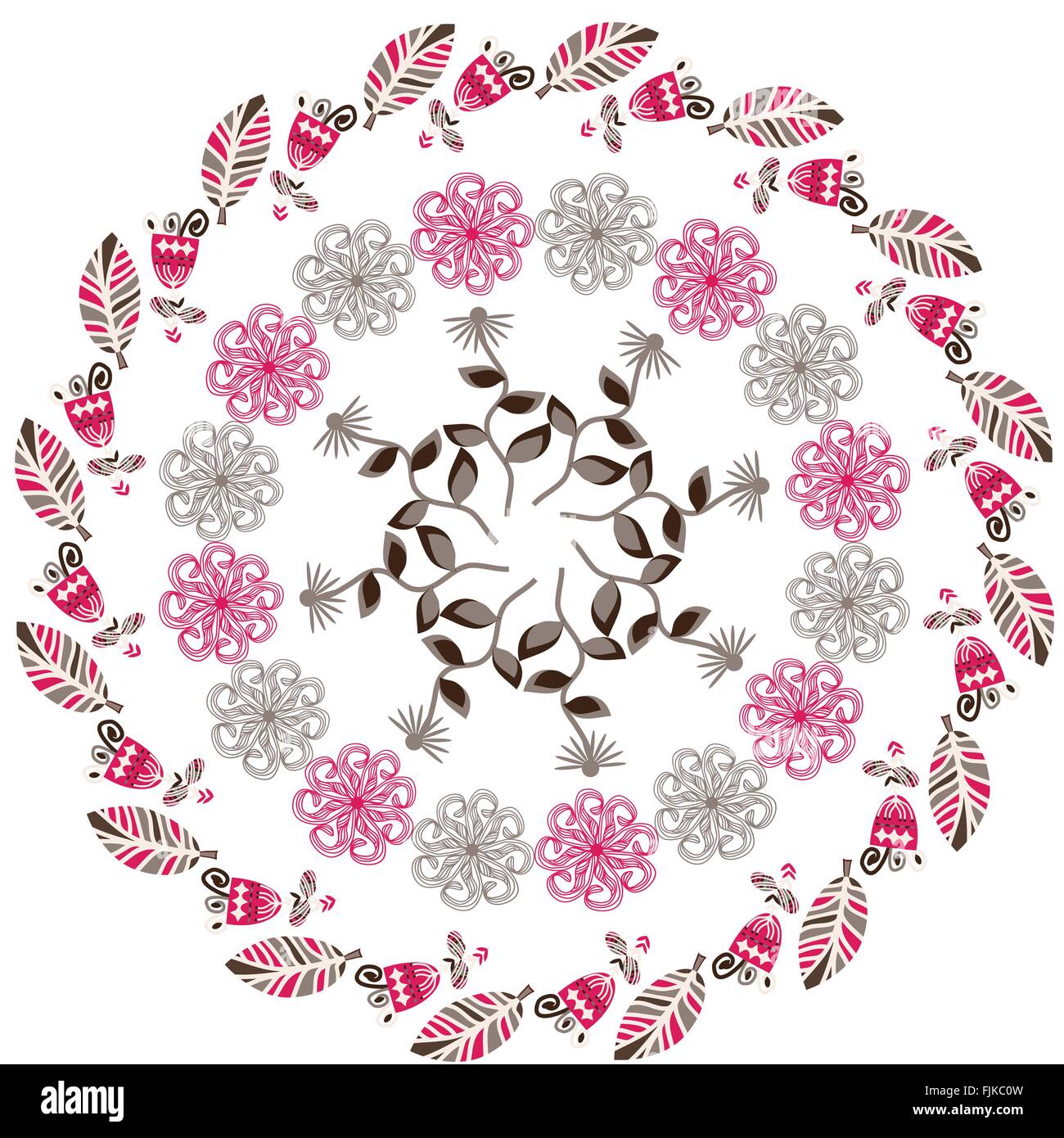 Circular floral pattern, vector illustration. Cute template, cover ...