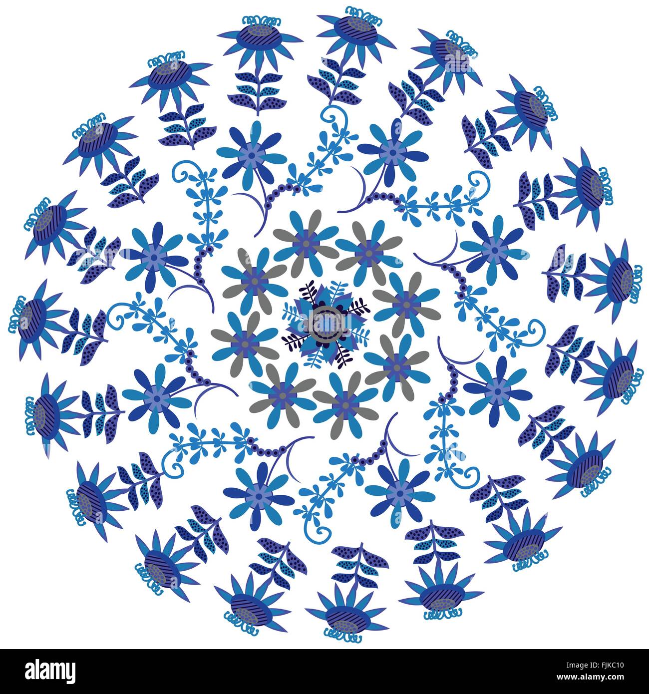 Circular floral pattern, vector illustration. Cute template, cover ...