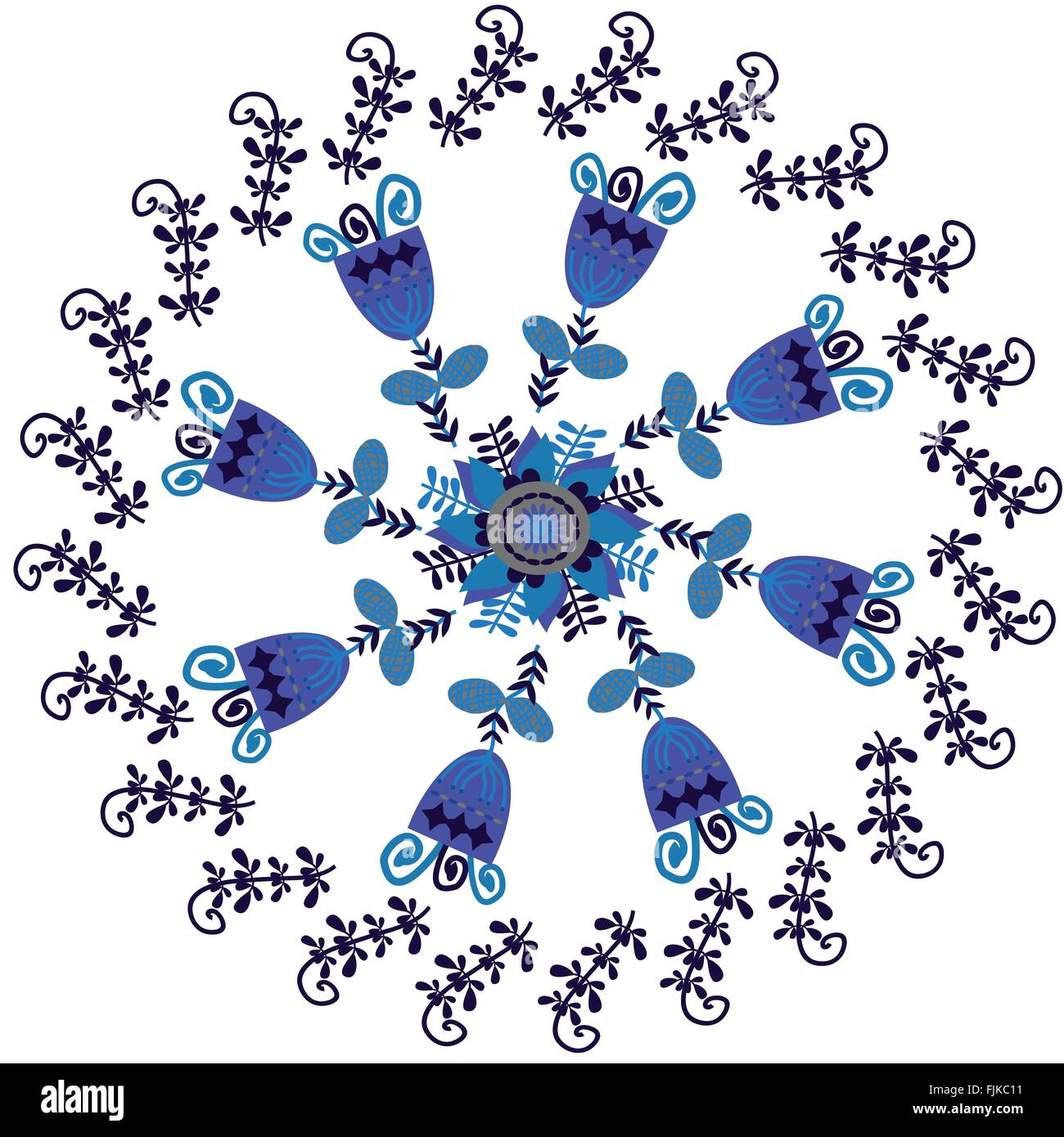 Circular floral pattern, vector illustration. Cute template, cover ...