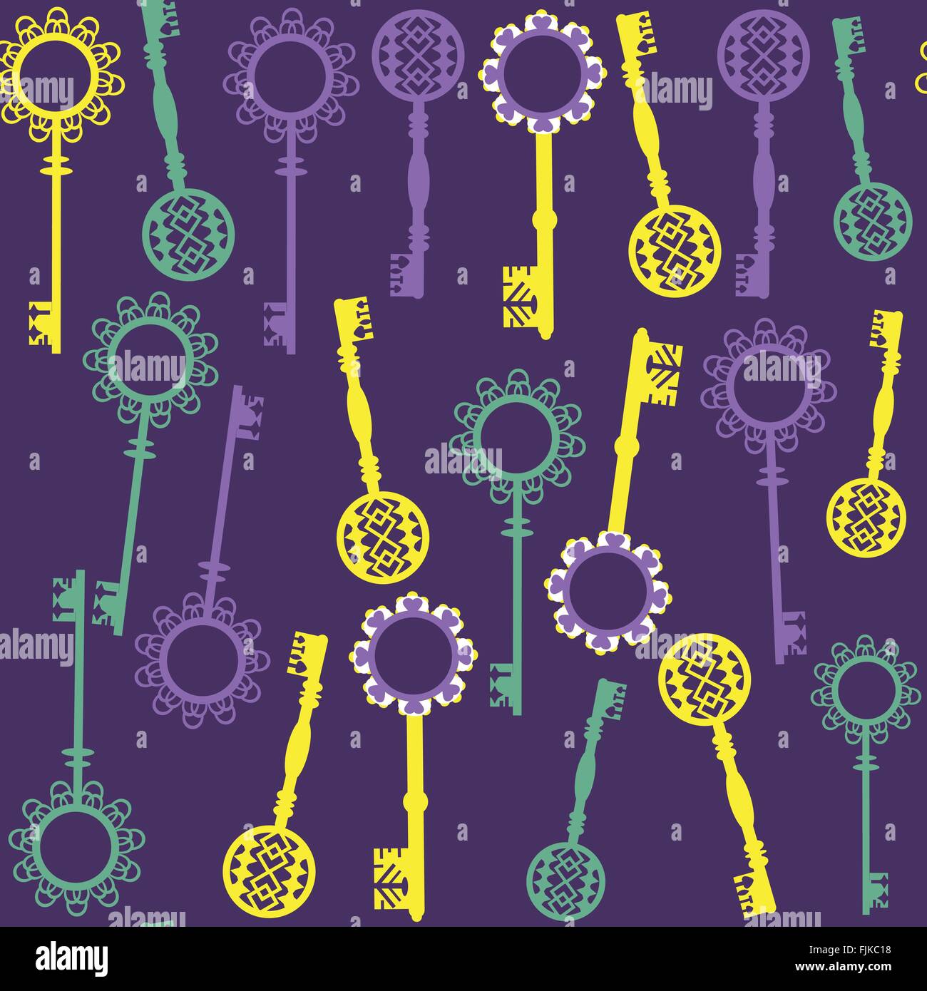 Old keys seamless pattern and seamless pattern in swatch menu. Cute ...