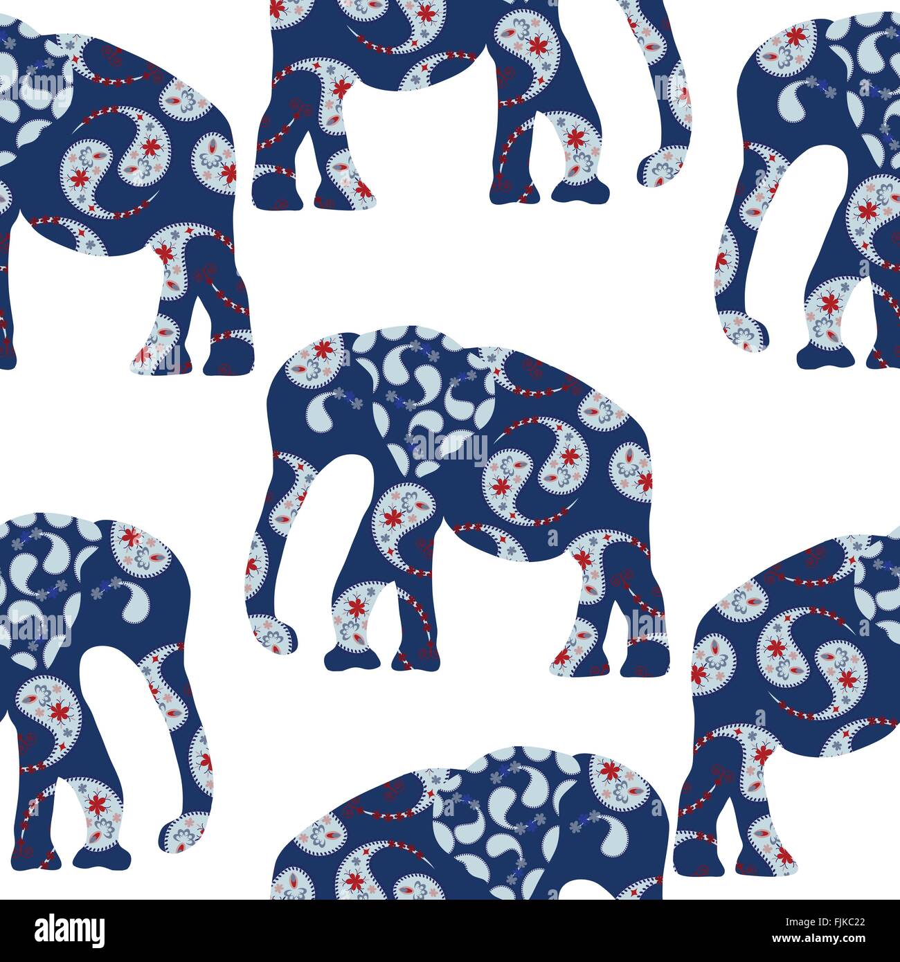 Cartoon bright decorative elephant seamless pattern and seamless ...