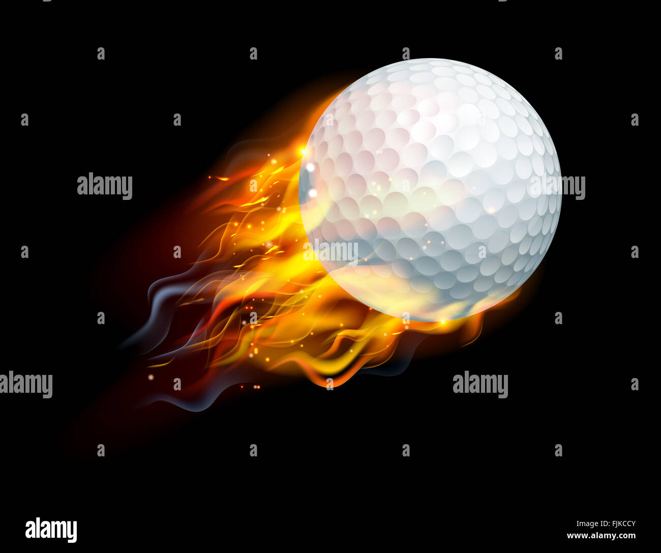 A flaming golf ball on fire flying through the air Stock Photo - Alamy
