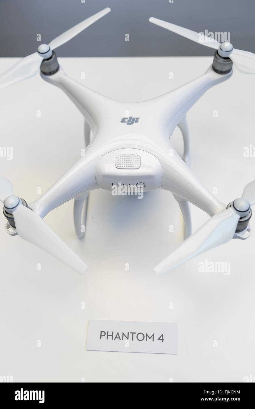The new generation Phantom 4 on display during a media event in ...