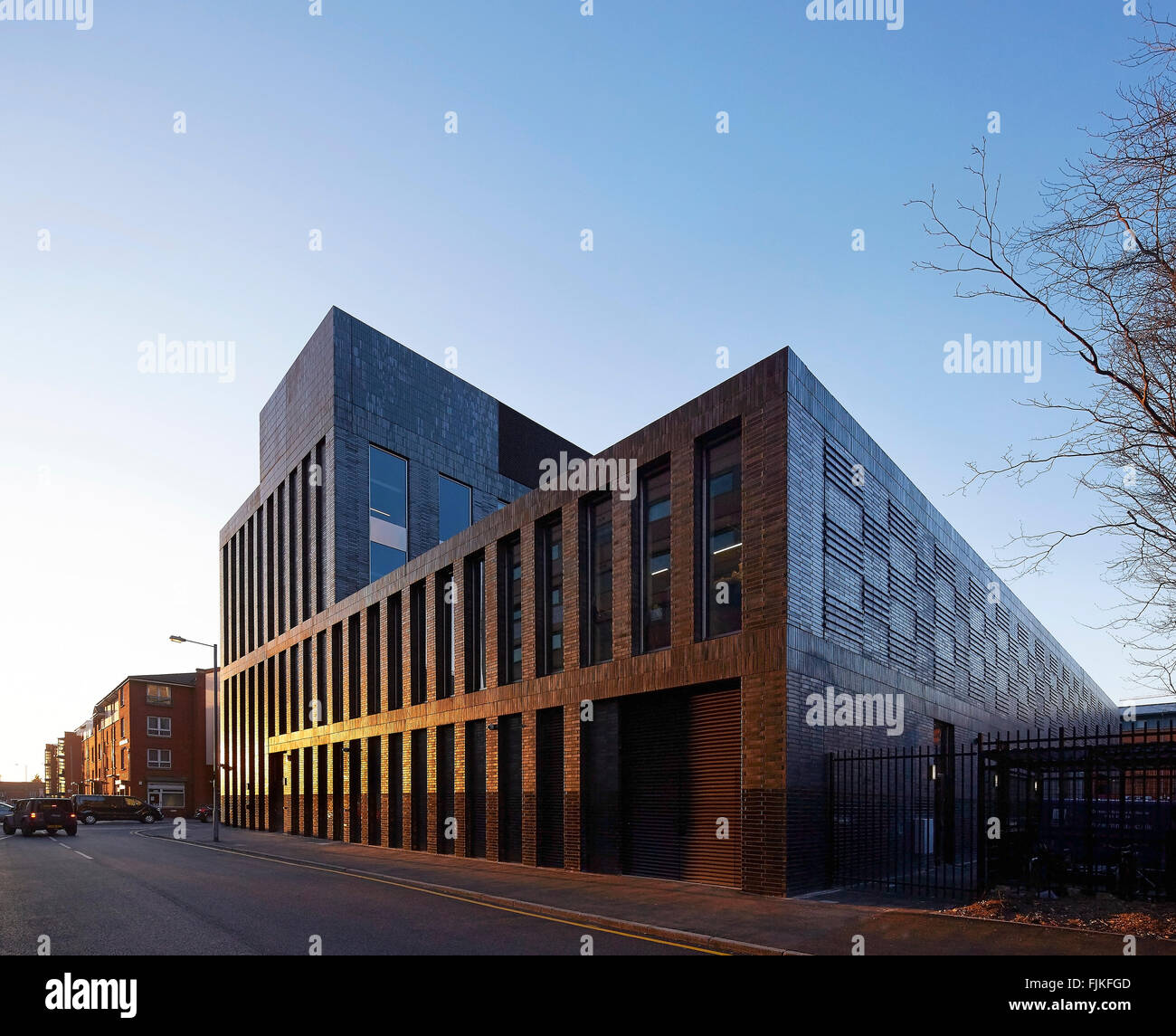 Evening light on building facade. MMU Student Union, Manchester, United ...