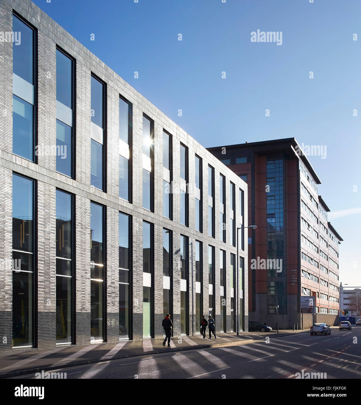 Glass and brick facade in perspective. MMU Student Union, Manchester ...