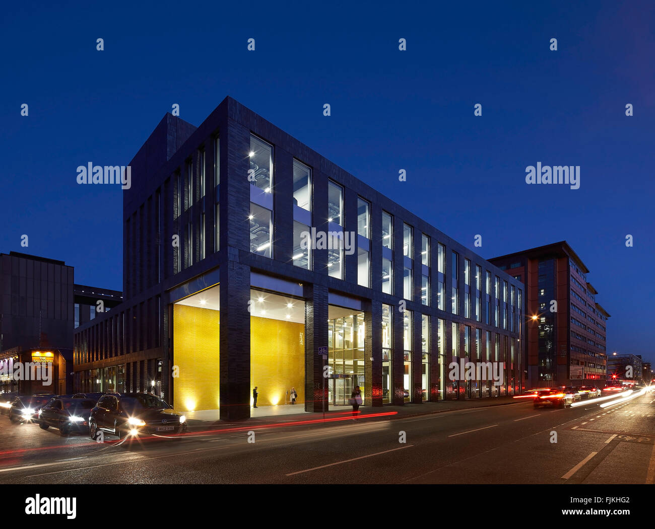View across street at night. MMU Student Union, Manchester, United ...