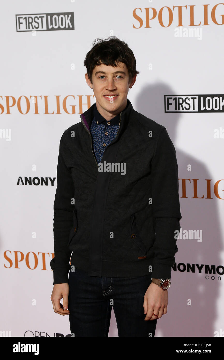 Alex Sharp attends the 'Spotlight' New York premiere at Ziegfeld ...