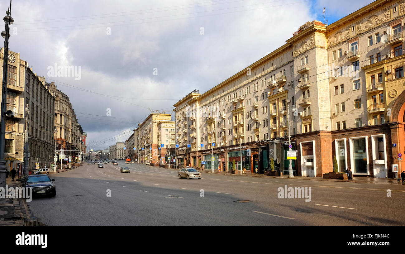 Russia, View of the Tverskaya Street in central Moscow Stock Photo - Alamy