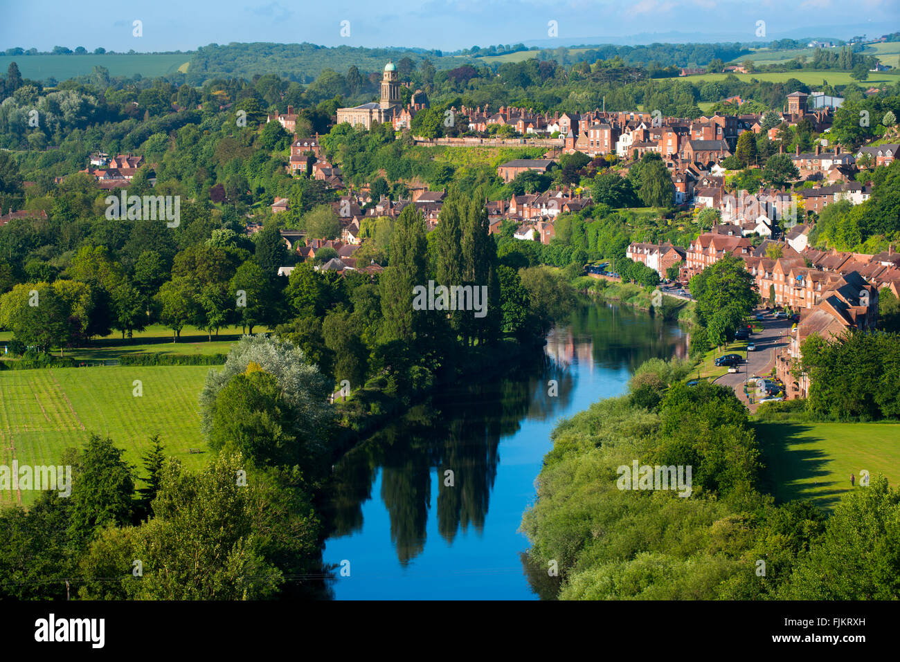 The town of Bridgnorth and River Severn seen from High Rock, Shropshire ...