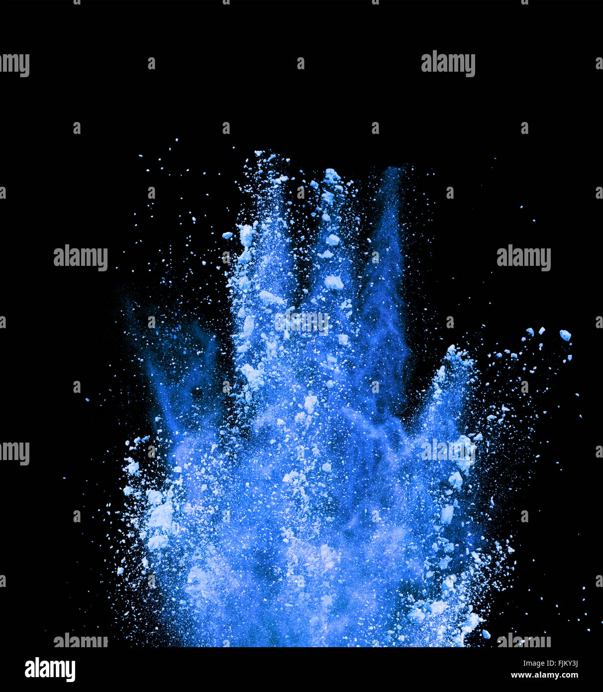 Explosion of blue powder on black background Stock Photo - Alamy