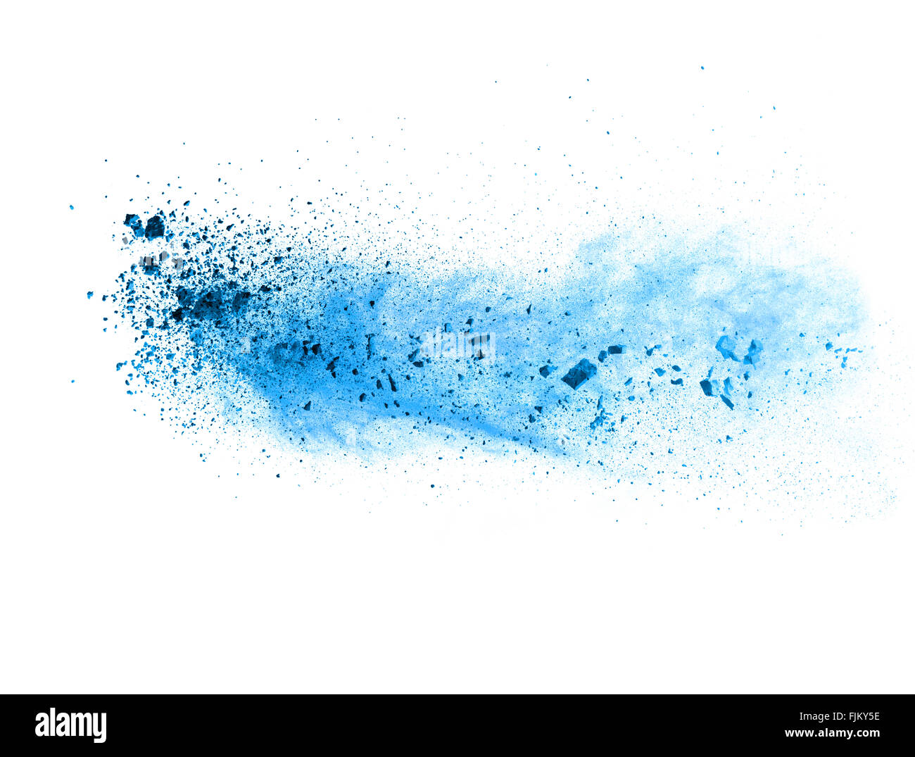 Explosion of blue powder on white background Stock Photo - Alamy