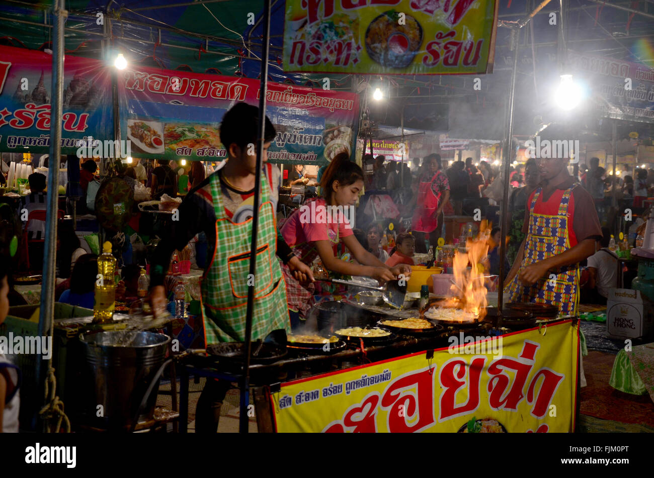 Thai people cooking Fried mussel with egg and crispy flour or Oyster ...