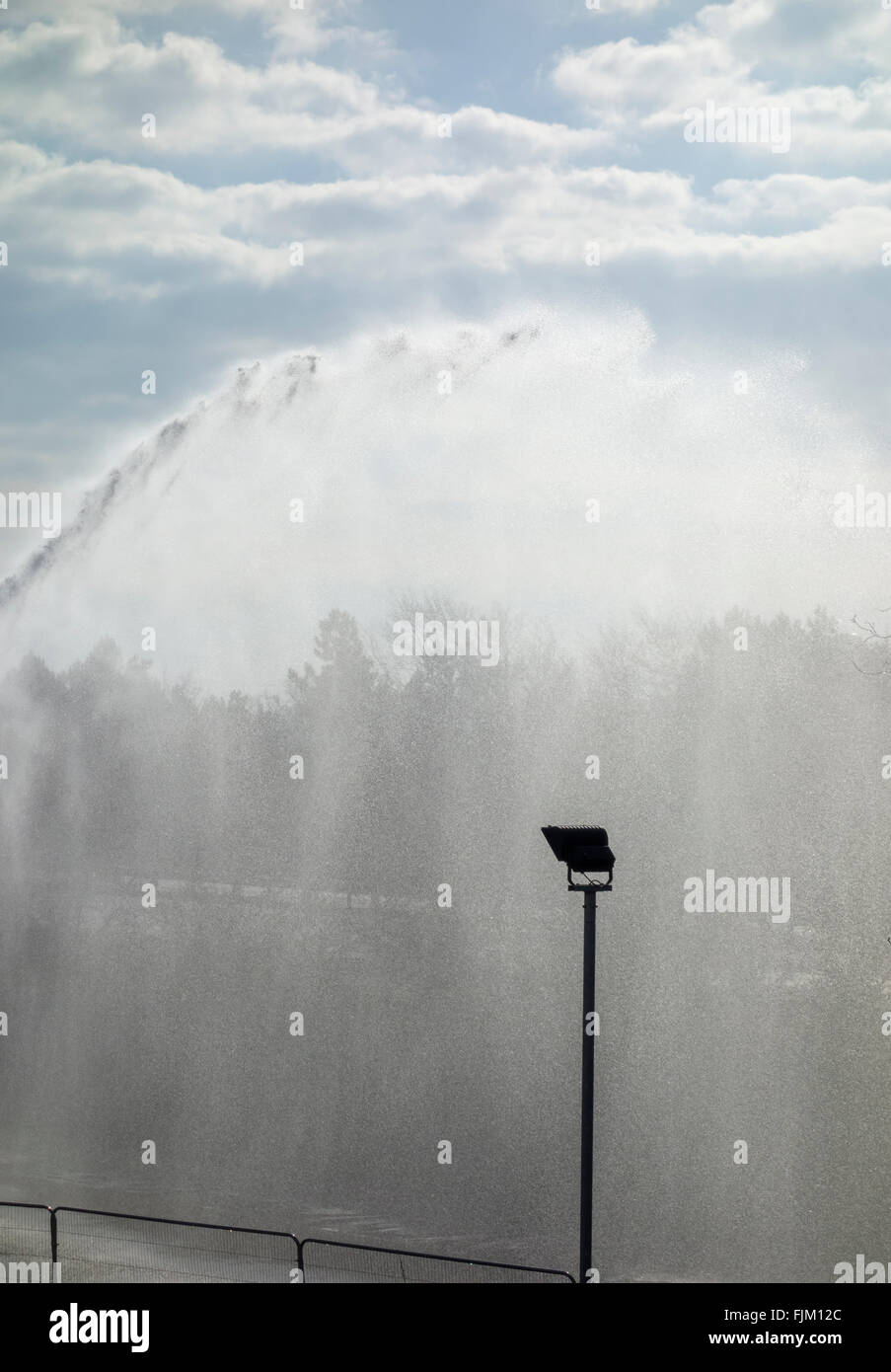 Water jet arch made by fire brigade when testing pump Milton Stock ...